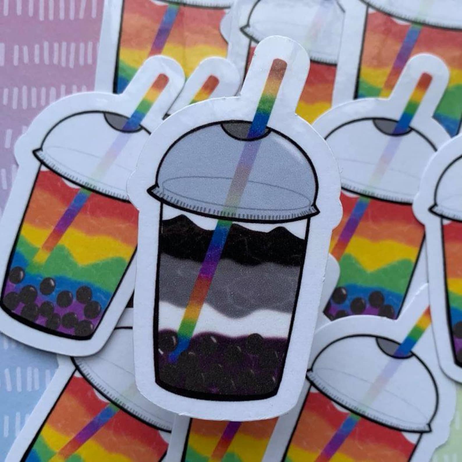 Pride Flag Boba Tea Water-resistant Sticker Gay Pride - Etsy