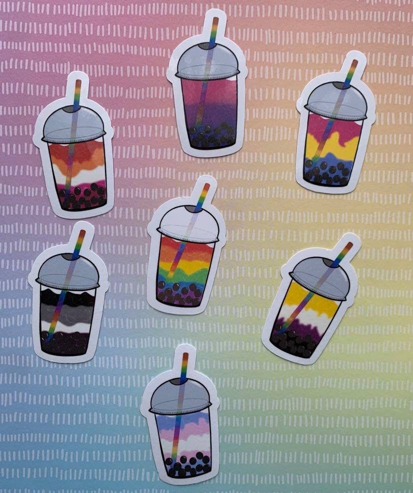 Pride Flag Boba Tea Water-Resistant Sticker Gay Pride | Etsy
