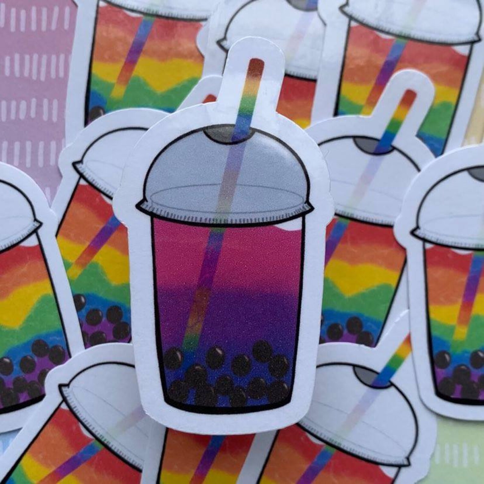 Pride Flag Boba Tea Water-resistant Sticker Gay Pride - Etsy