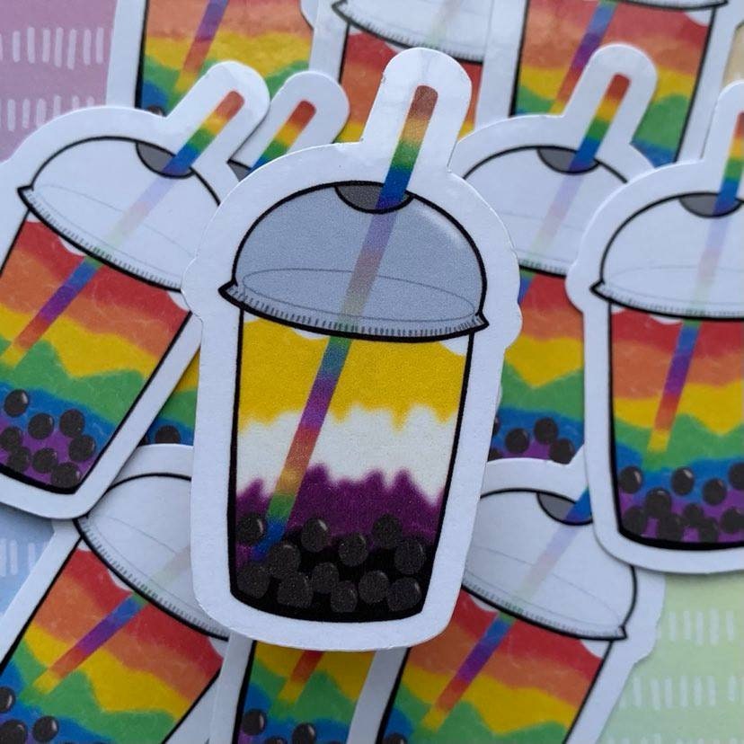 Pride Flag Boba Tea Water-Resistant Sticker | Gay Pride Stickers ...