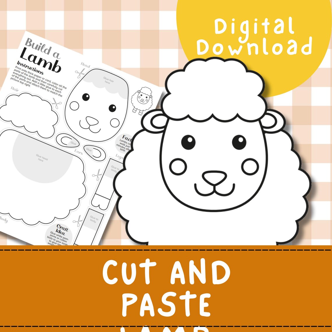 Lamb Craft | Cut and Paste Activity (PDF Download) - Etsy