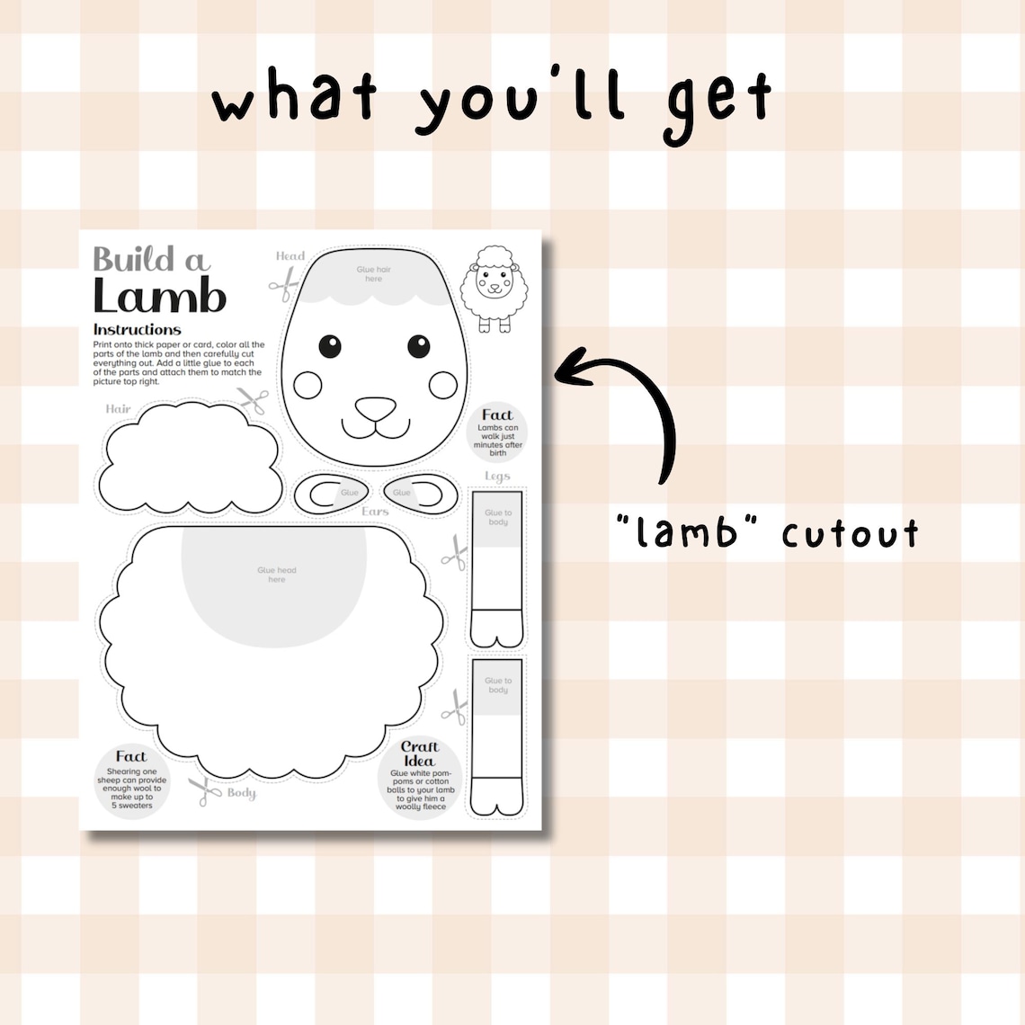 Lamb Craft | Cut and Paste Activity (PDF Download) - Etsy
