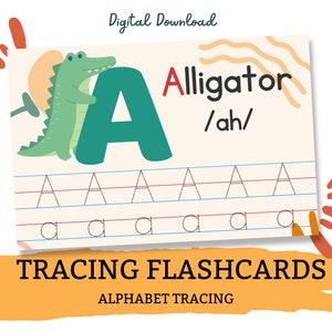 Alphabet Tracing Flashcards Printable Flashcards Digital - Etsy