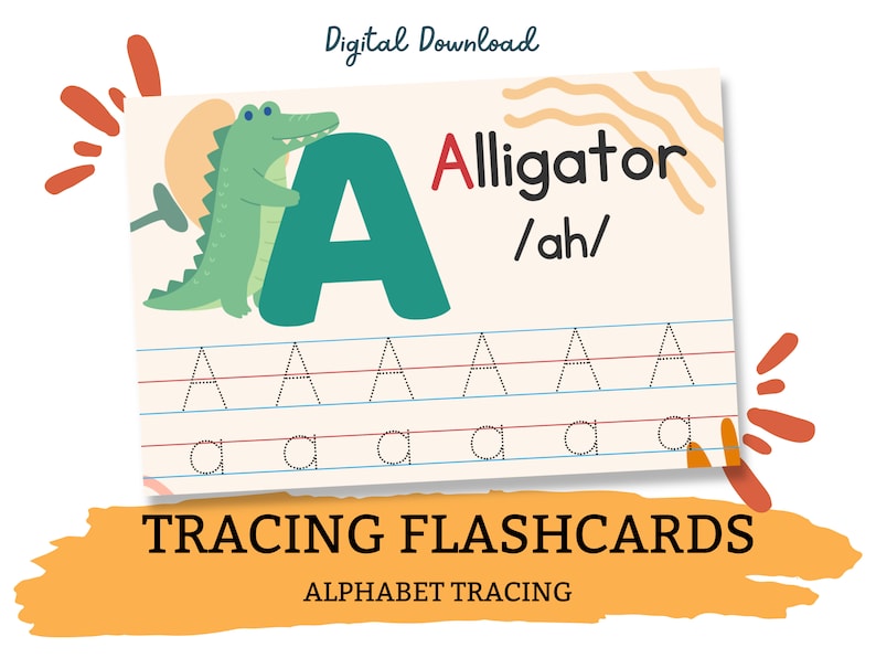 Alphabet Tracing Flashcards Printable Flashcards Digital - Etsy
