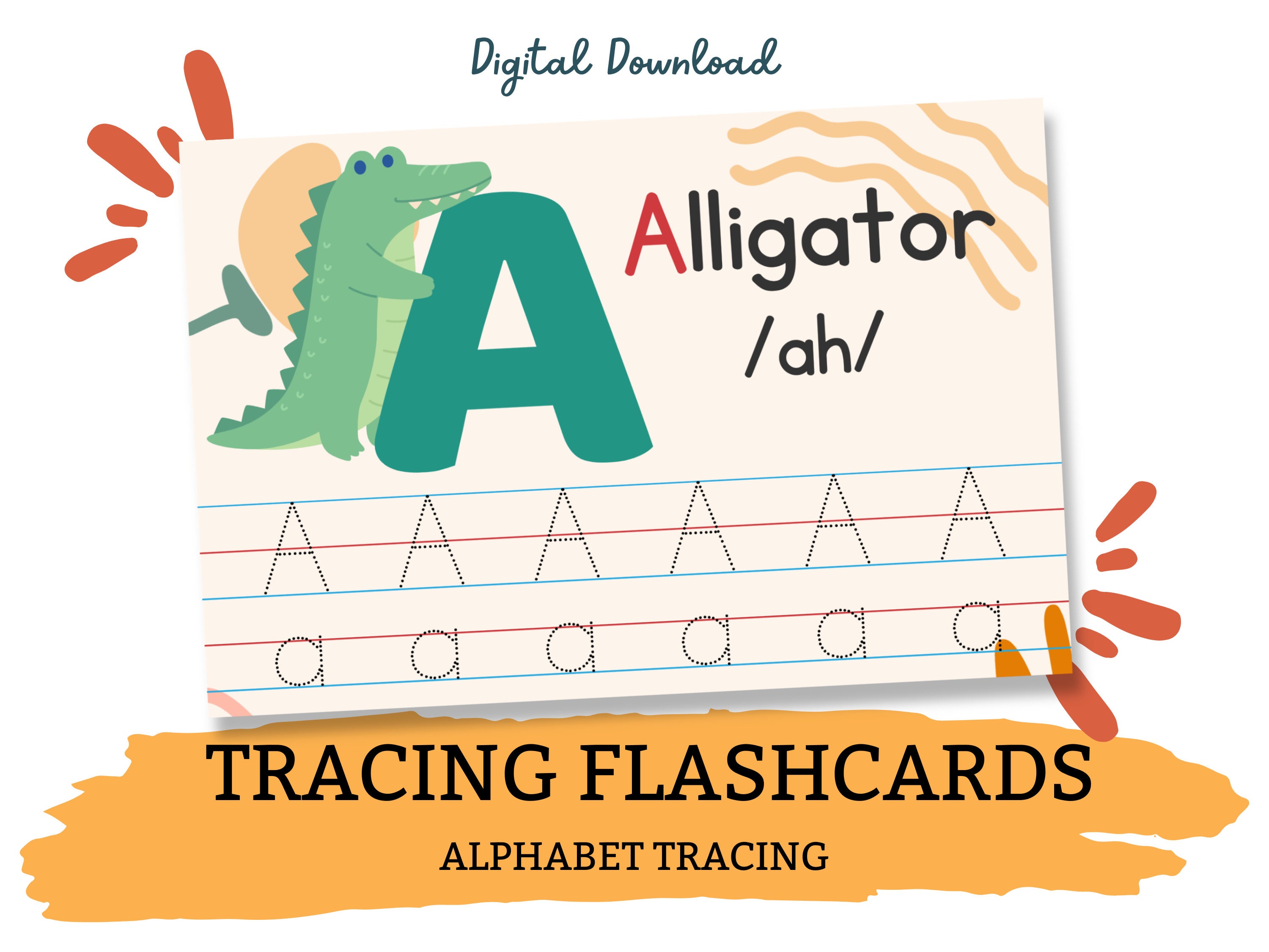 Alphabet Tracing Flashcards Printable Flashcards Digital - Etsy