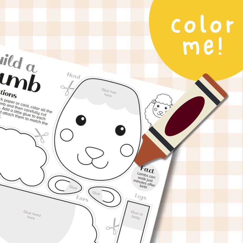 Lamb Craft | Cut and Paste Activity (PDF Download) - Etsy