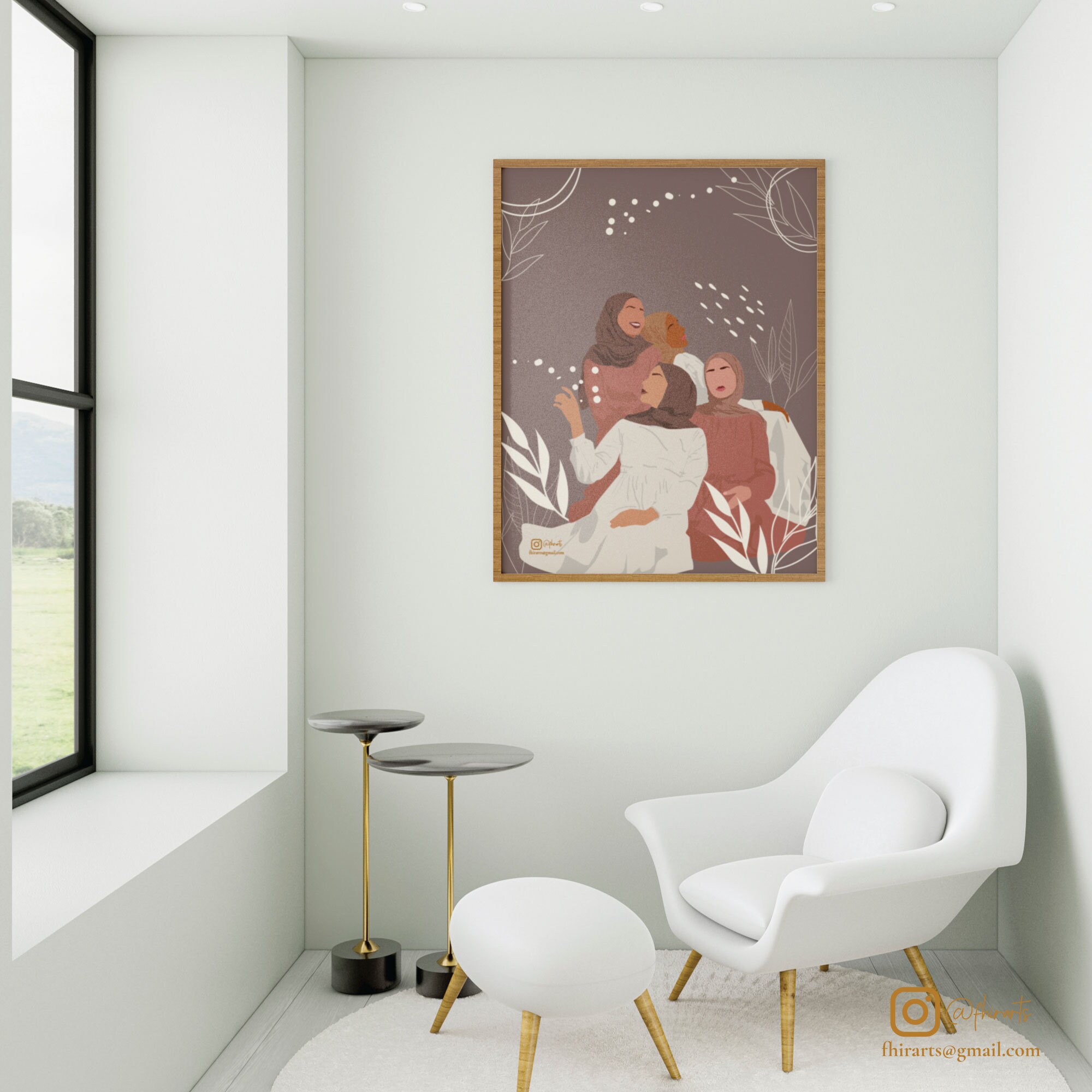 Fall-hijabi Portrait Art Print Digital Downloads Muslim - Etsy