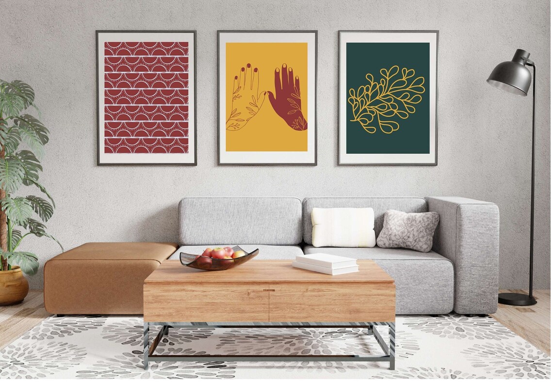 Mid Century Prints Digital Set of 9, Boho Decor, Mid Century Gallery ...
