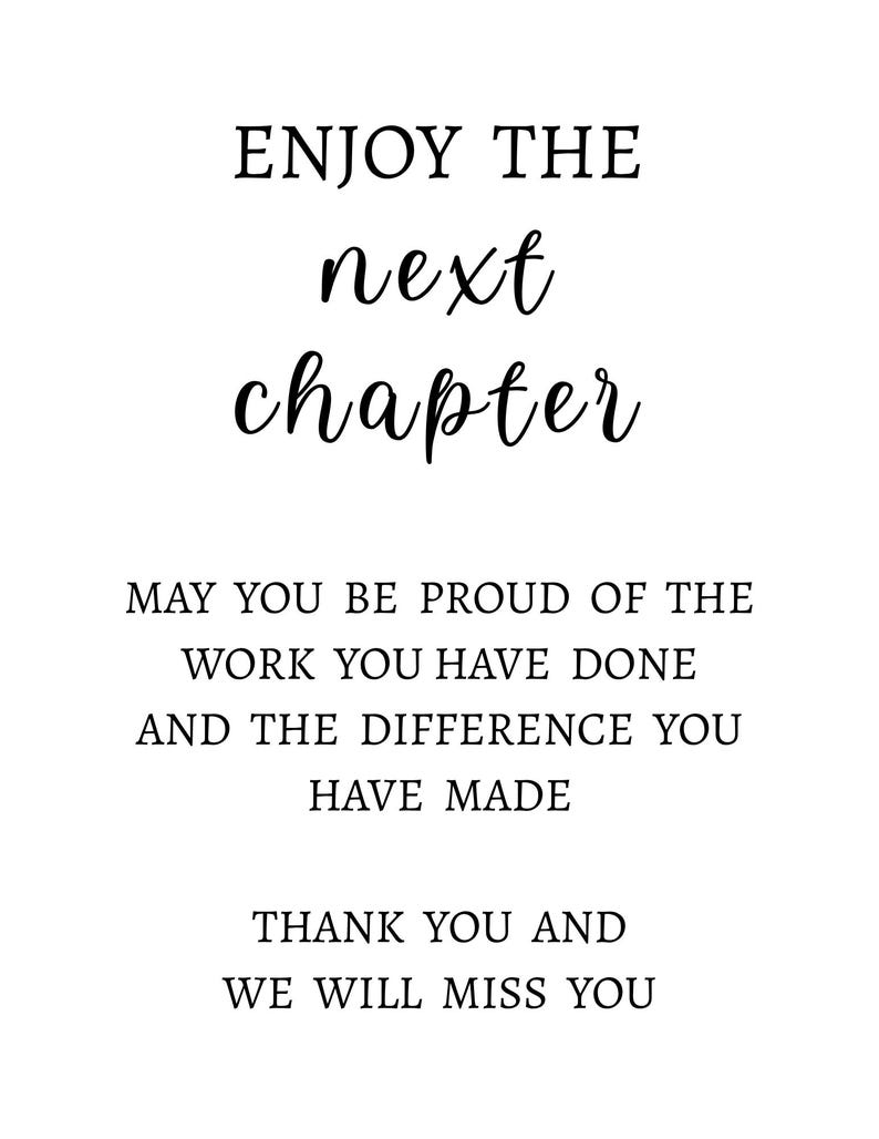 Retirement Party Sign: Enjoy the Next Chapter (PDF & PNG Files Included ...