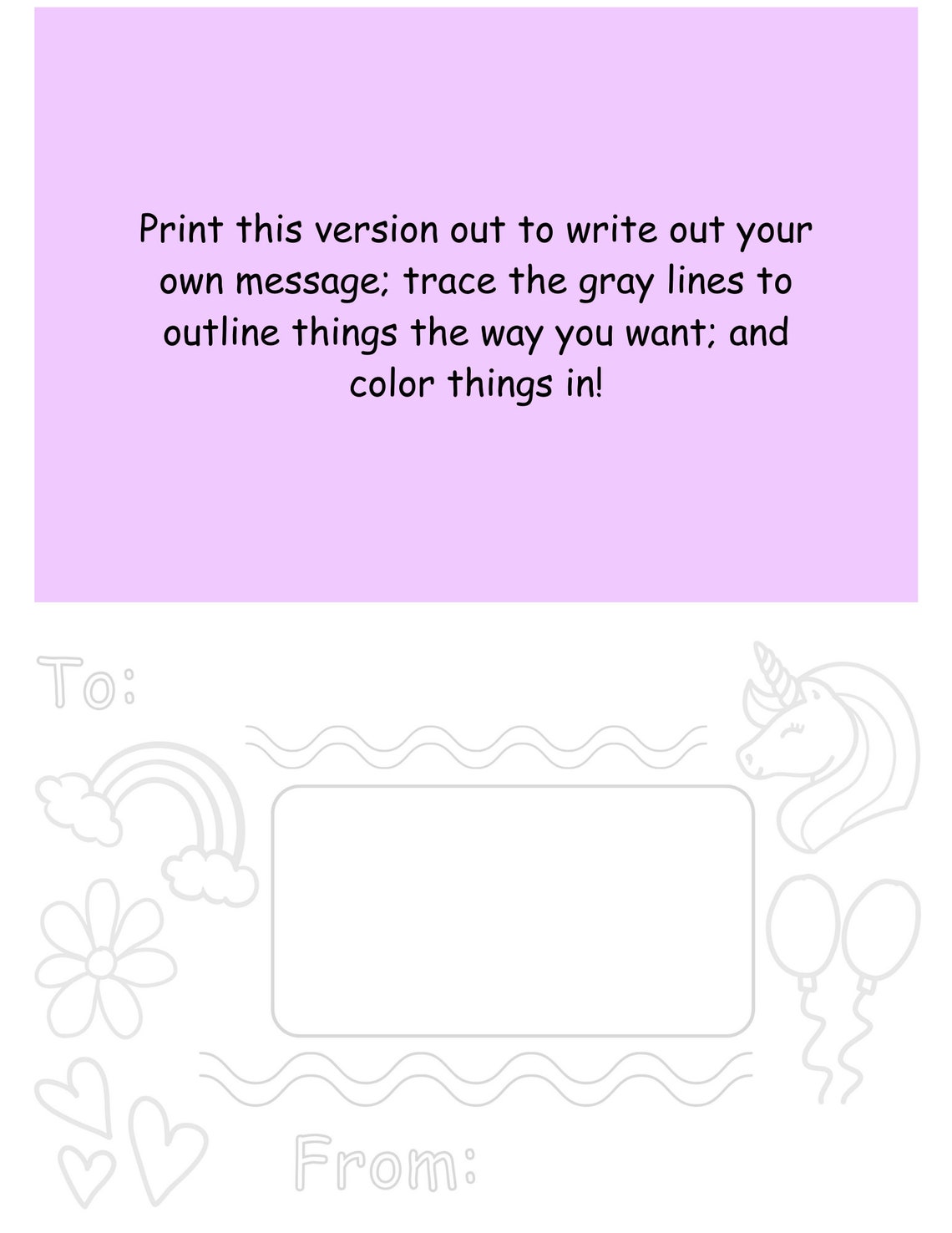 Printable and Coloring Birthday Card for Kids, DIY Birthday Card for ...