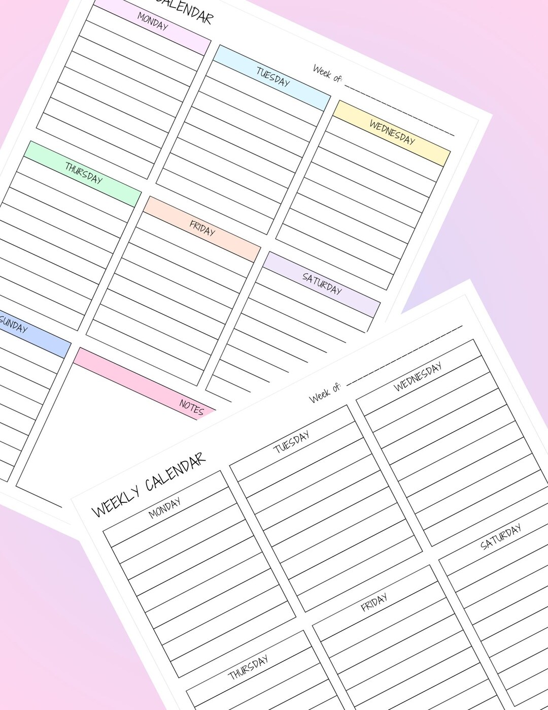 Weekly Calendar To-do List Tracker (digital Download) - Etsy