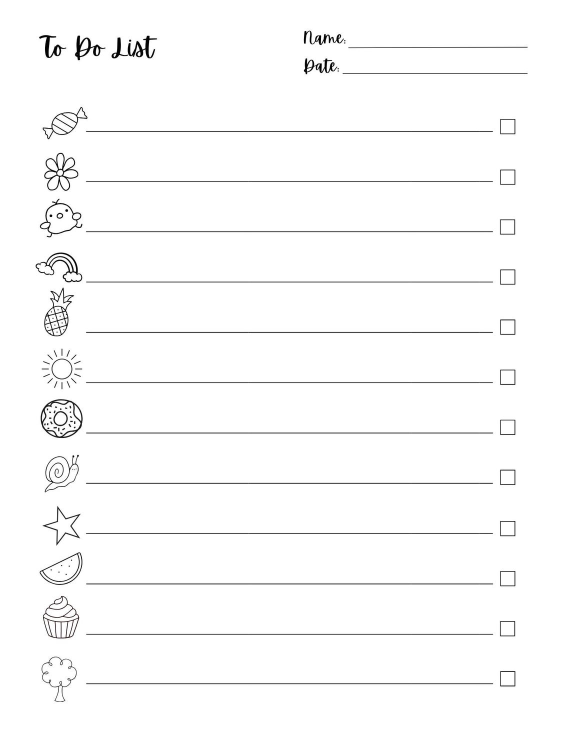 Cute to Do List, Fun to Do List, Task List, Checklist, Daily Schedule ...