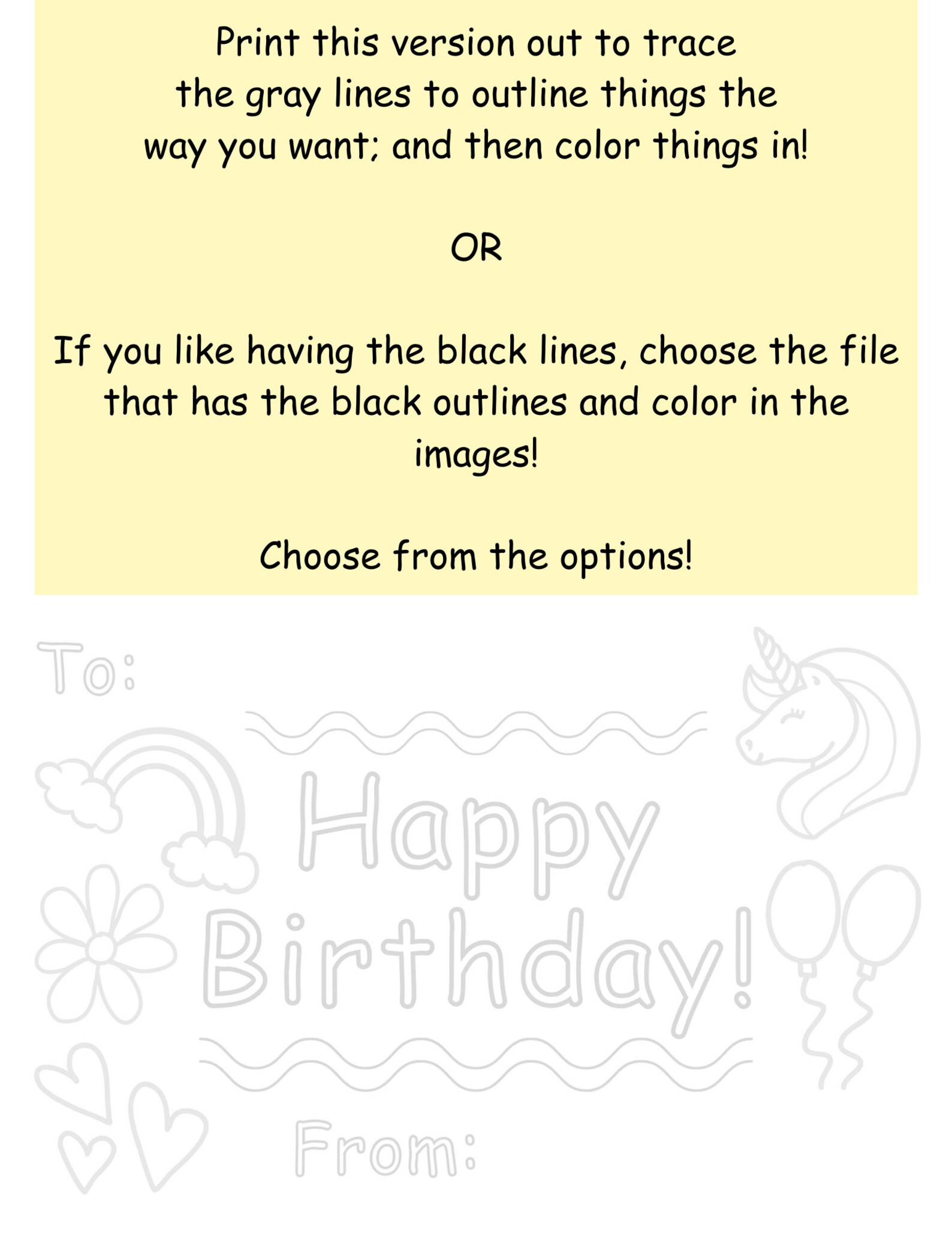 Printable and Coloring Birthday Card for Kids, DIY Birthday Card for ...