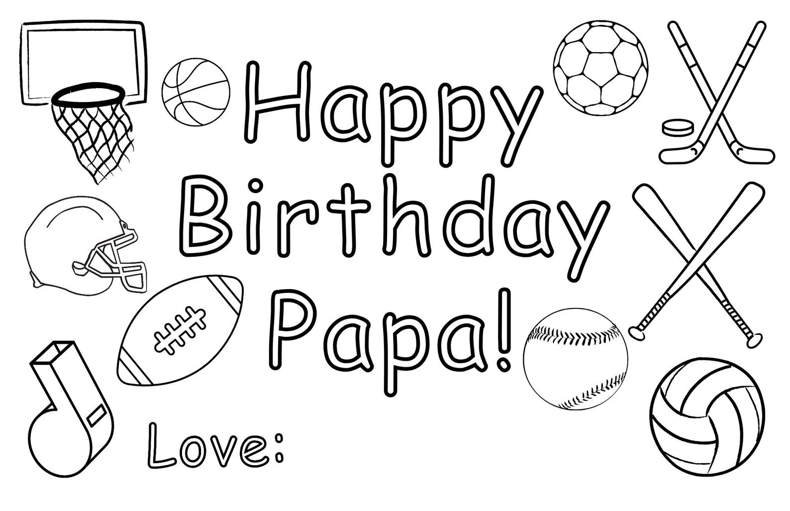 Happy Birthday Papa - Printable and Coloring Birthday Card for Kids ...