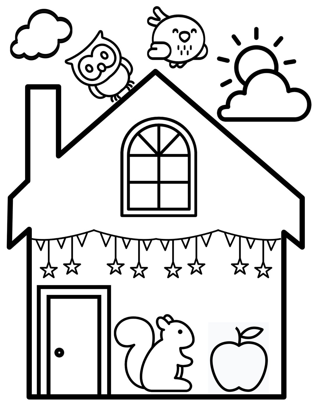 Fun Coloring Sheet, Build a House Coloring Sheet, Kids Craft, Sheet to ...