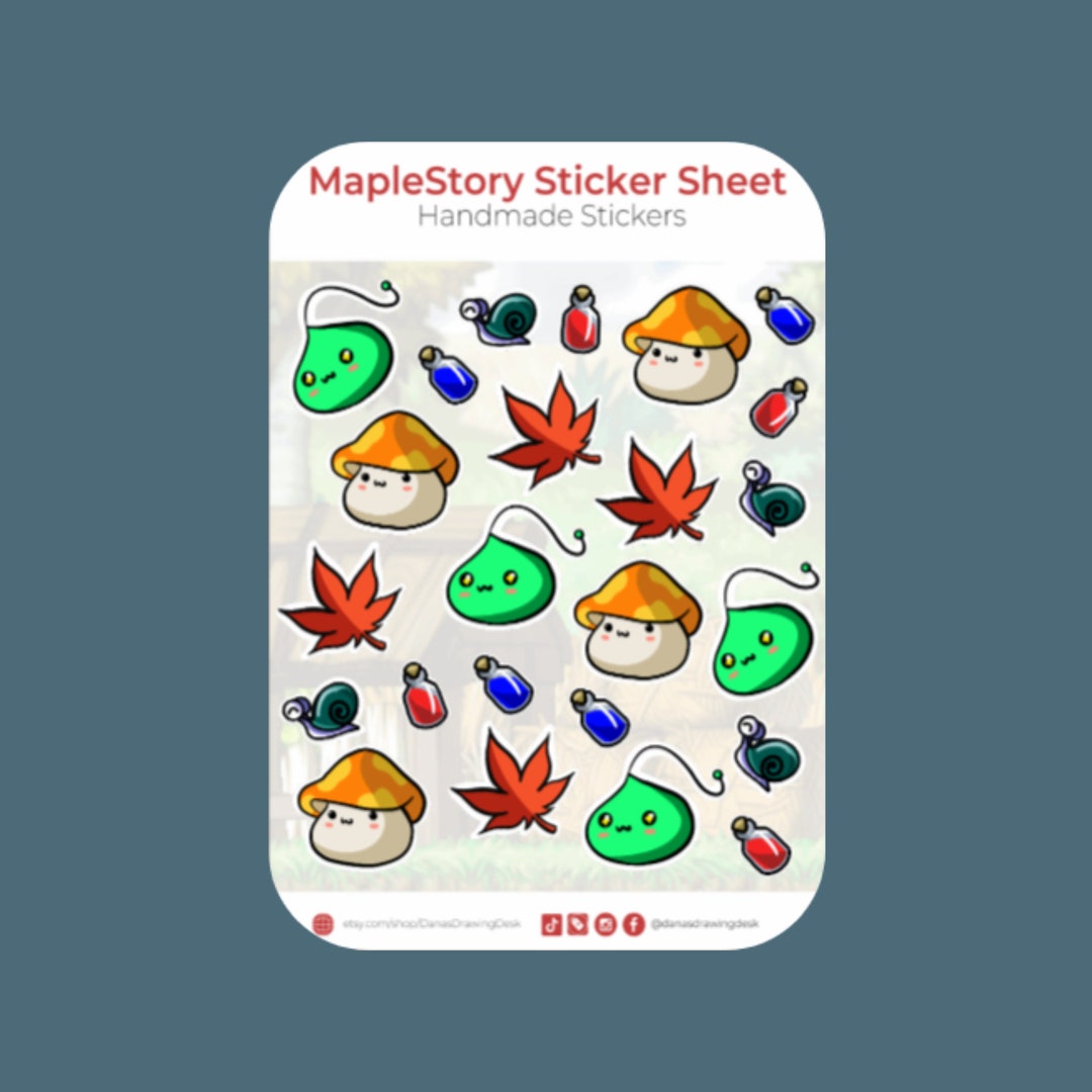 Handmade Maplestory Beginner Sticker Sheet Notebook Stickers, Bullet ...