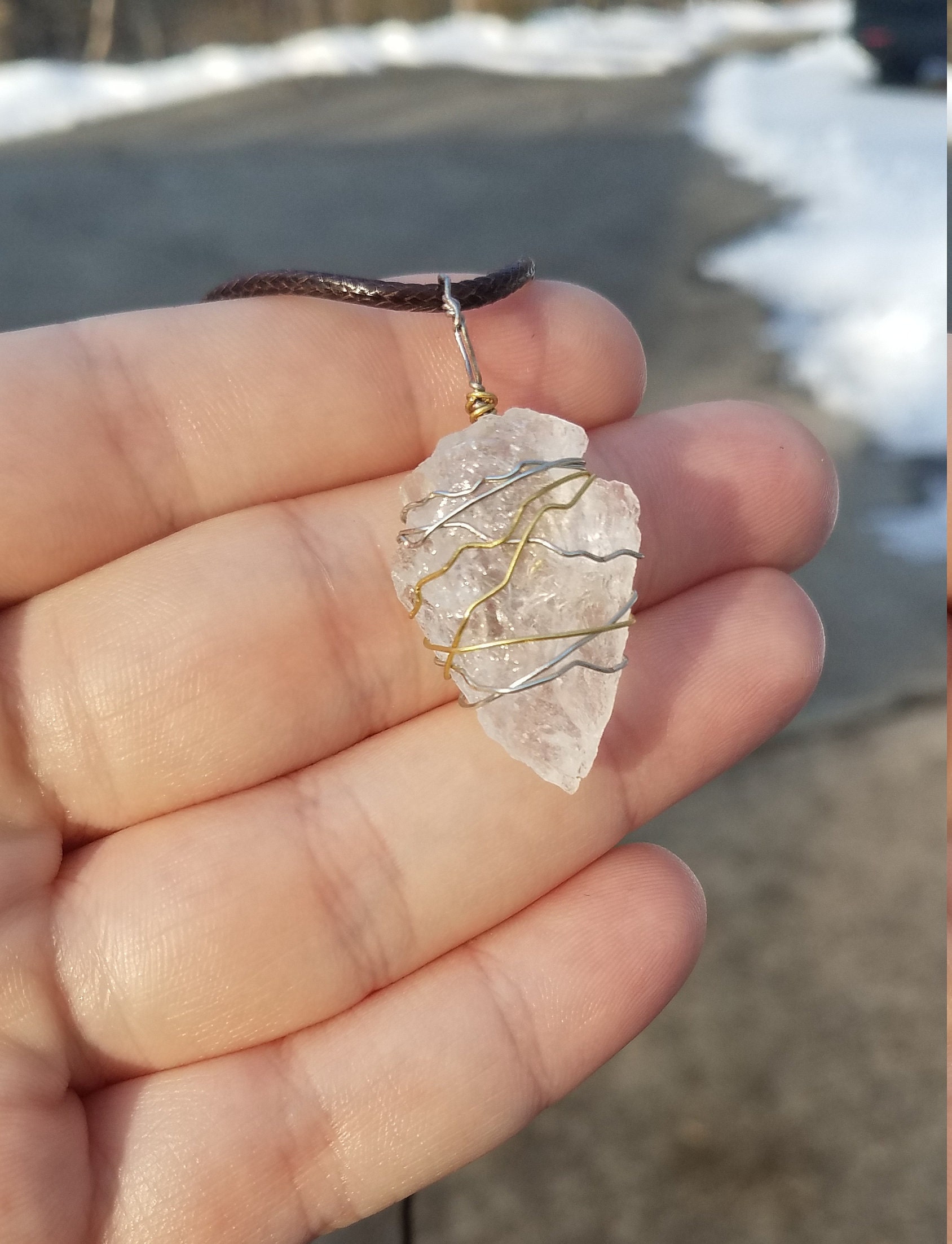 Natural Clear Quartz Raw Arrowhead Crystal Gemstone Hand | Etsy