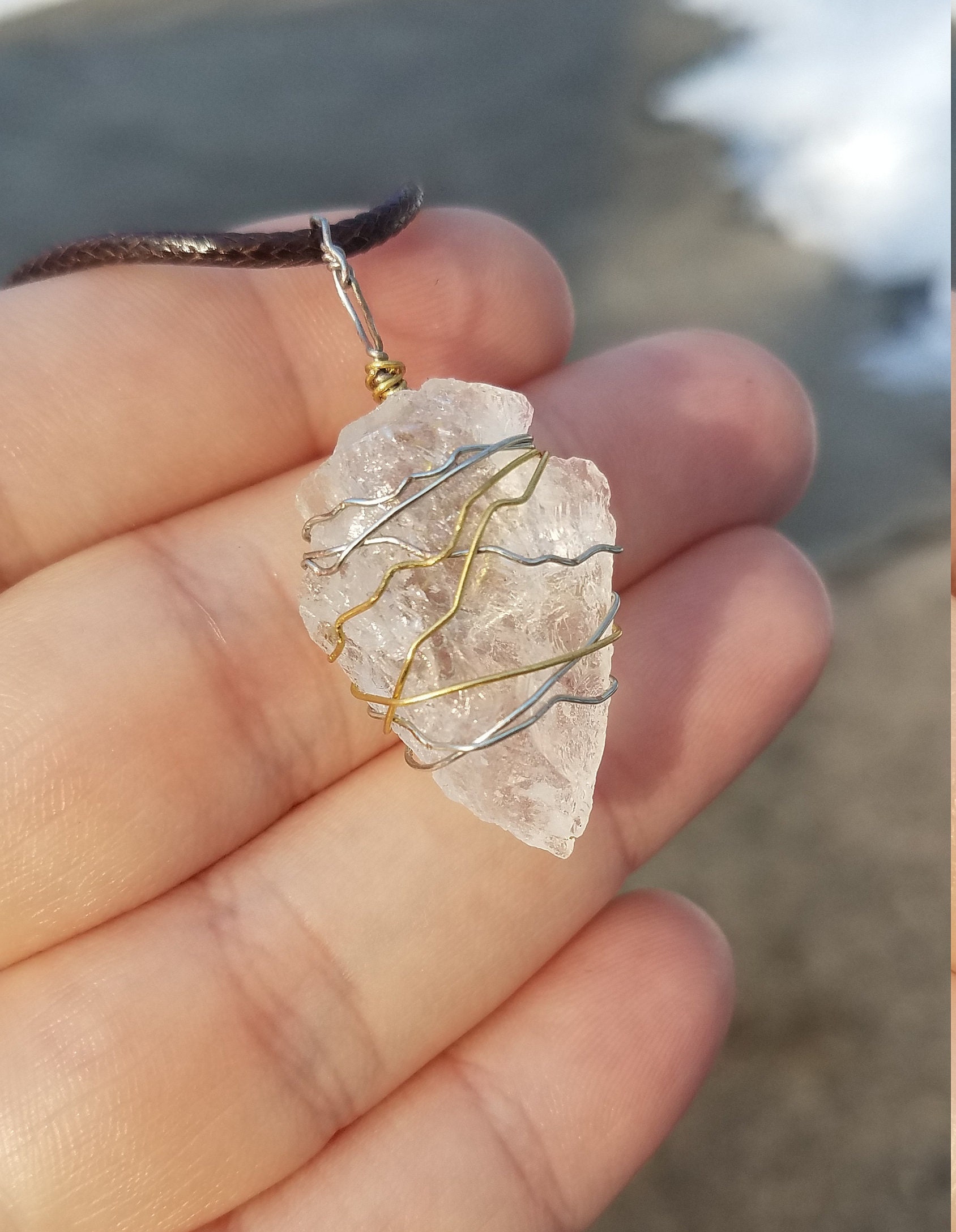 Natural Clear Quartz Raw Arrowhead Crystal Gemstone Hand | Etsy