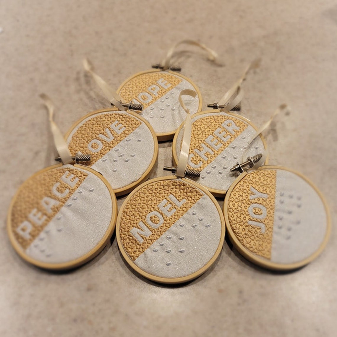 Gold Holiday Ornament With Braille Inspired Font Set of 3 - Etsy