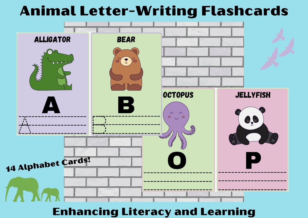 Alphabet Letter and Writing Cards for Pre-k-k Learners / Animal Letter ...