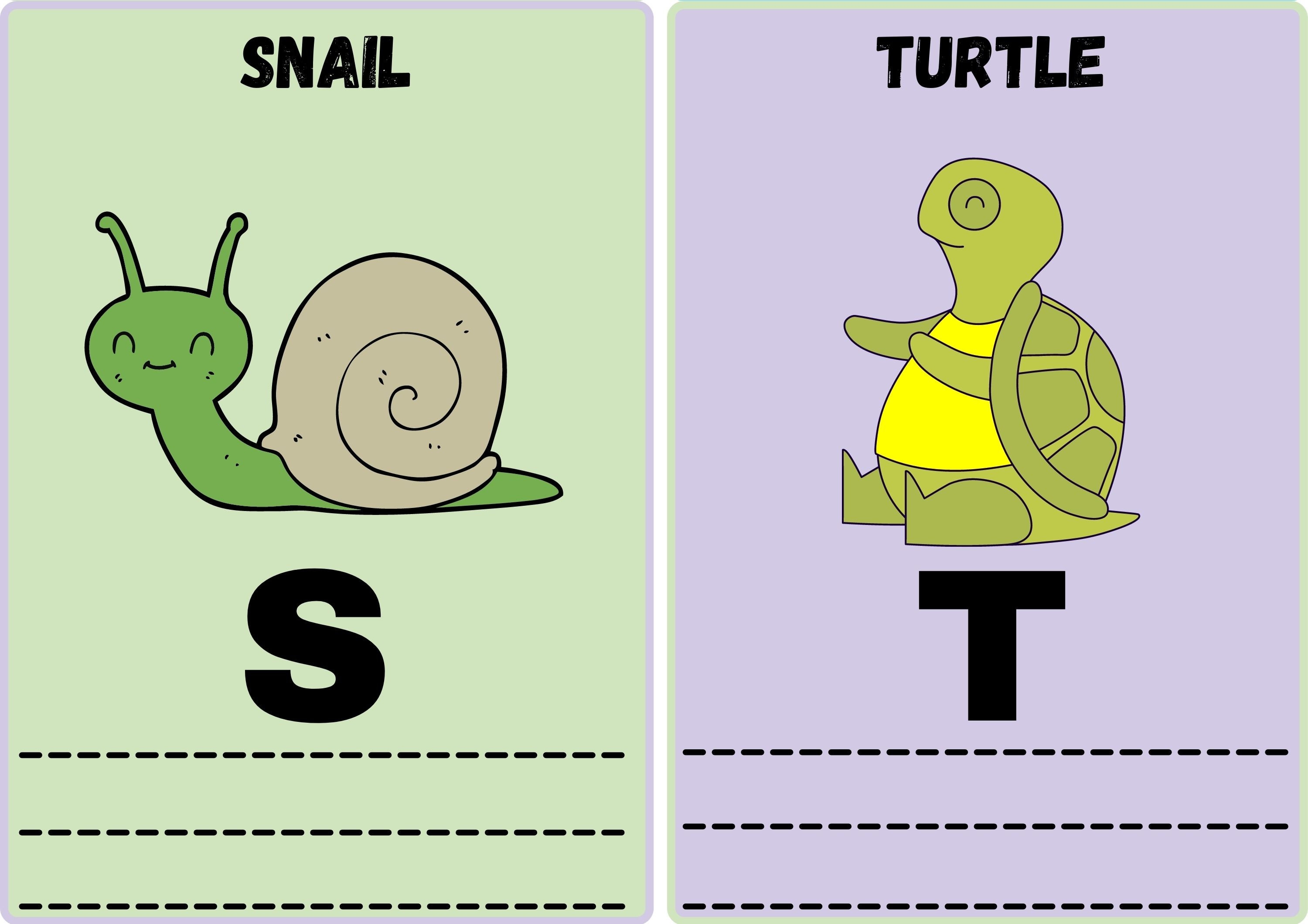 Alphabet Letter and Writing Cards for Pre-k-k Learners / Animal Letter ...