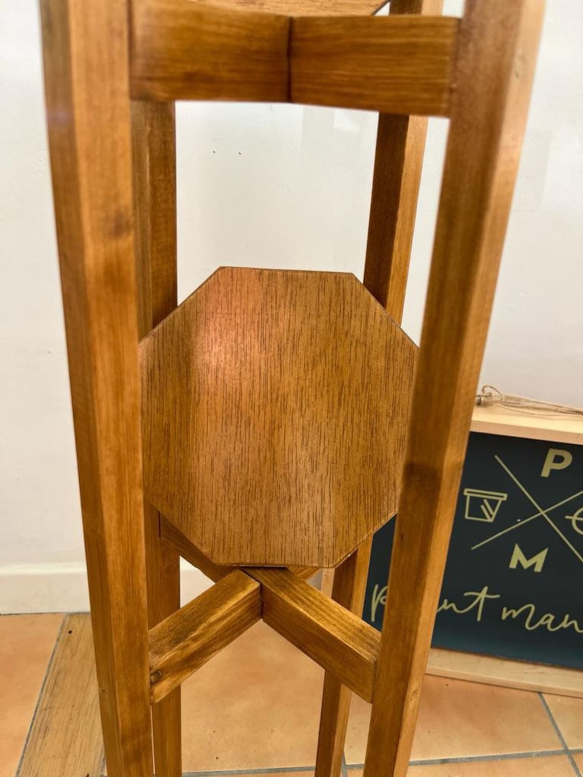 Plant Pot Stand Double Tier With Octagonal Shape Shelf Hand - Etsy