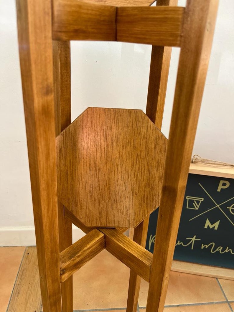 Plant Pot Stand Double Tier With Octagonal Shape Shelf Hand - Etsy