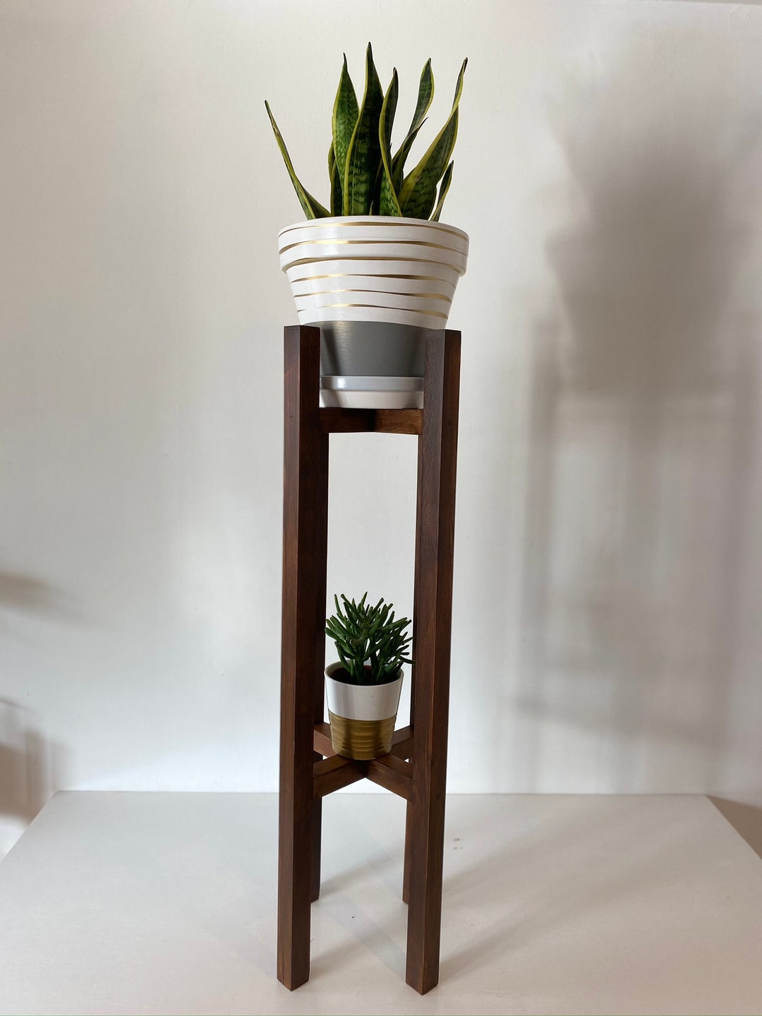 Handmade Dark Walnut Two-tier Plant Stand, Solid Wood - Etsy