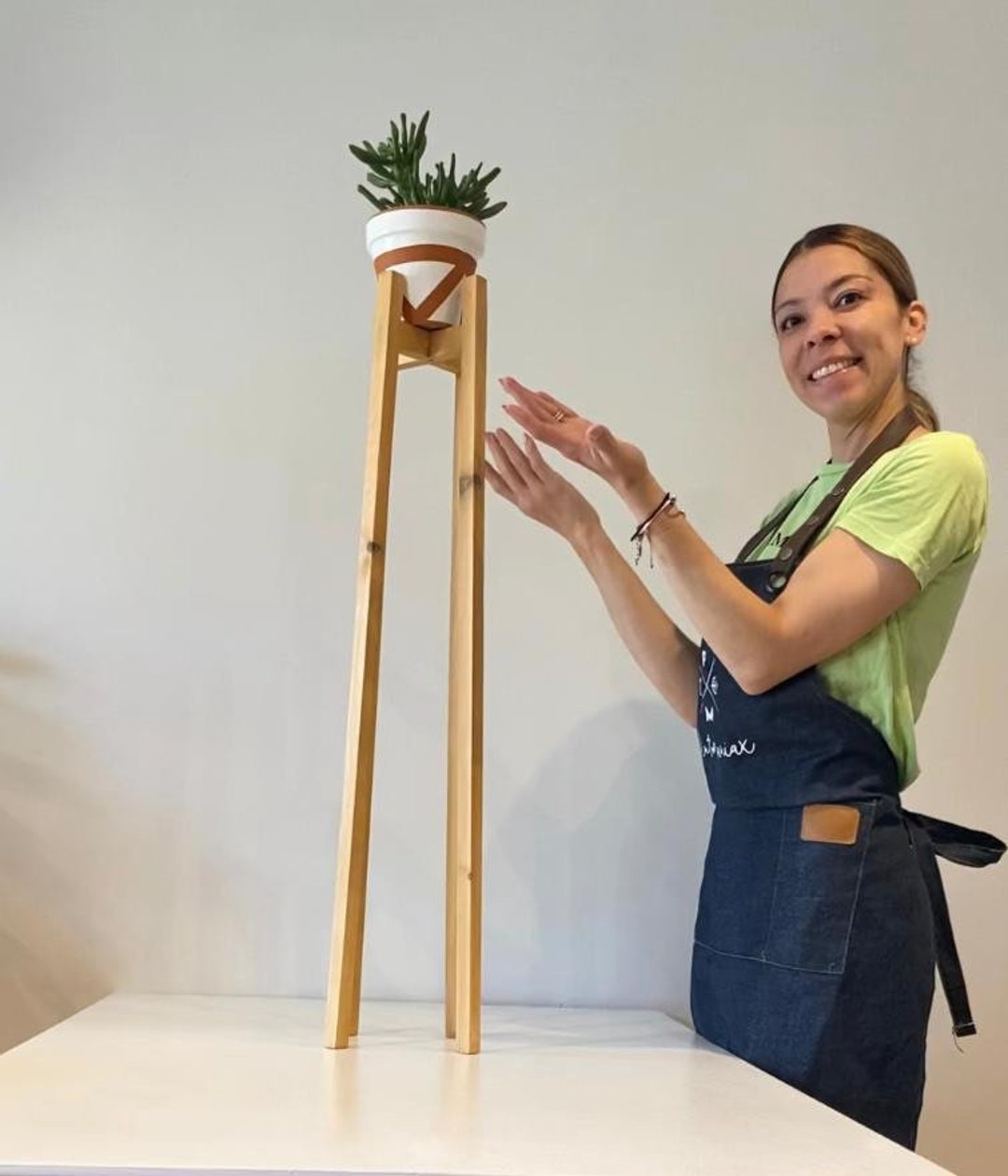 Handmade Wooden Plant Pot Stand - Solid Scandinavian Wood, Small Pots ...
