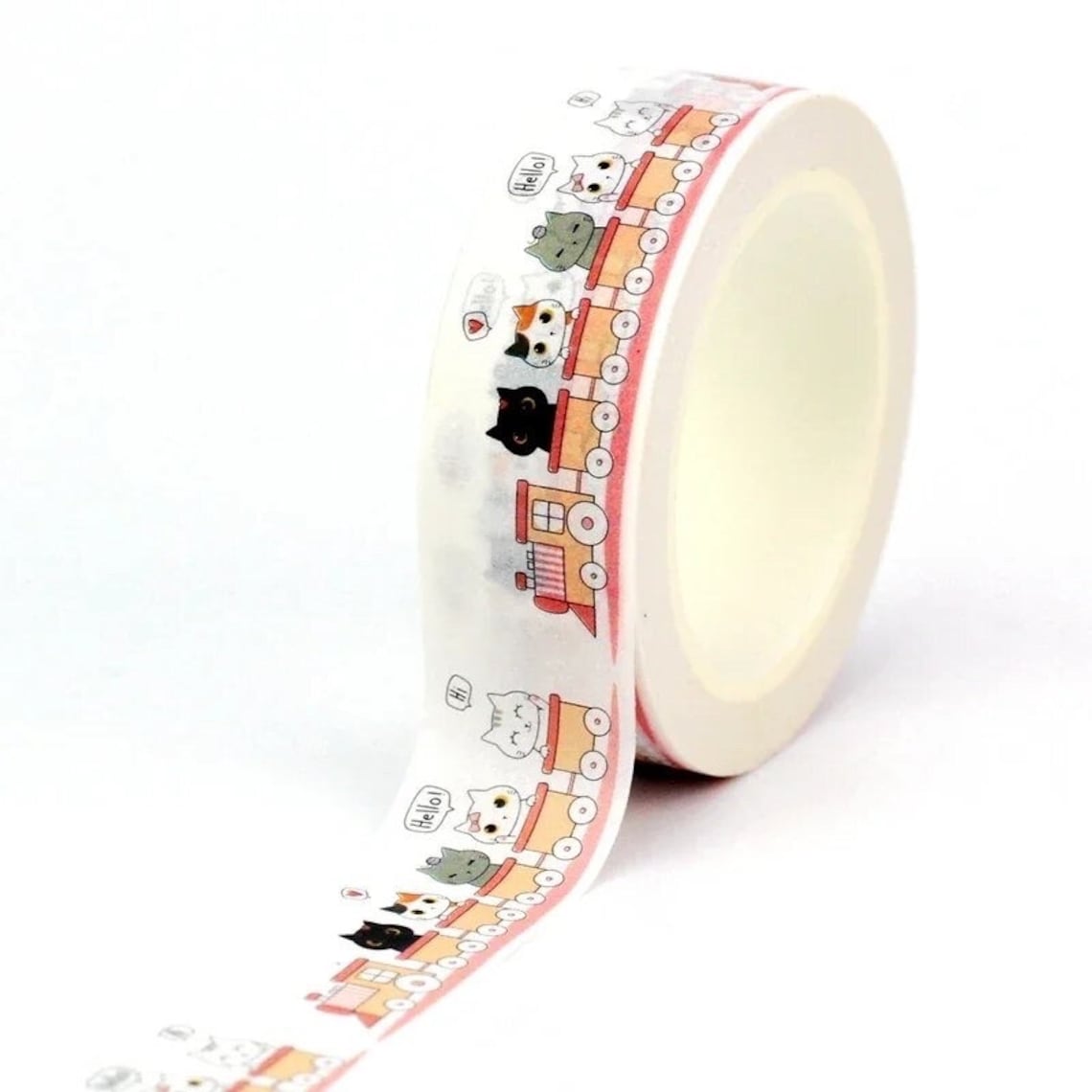 Cats on a Train Washi Tape | Cute Cats Washi | Snail Mail Bullet ...