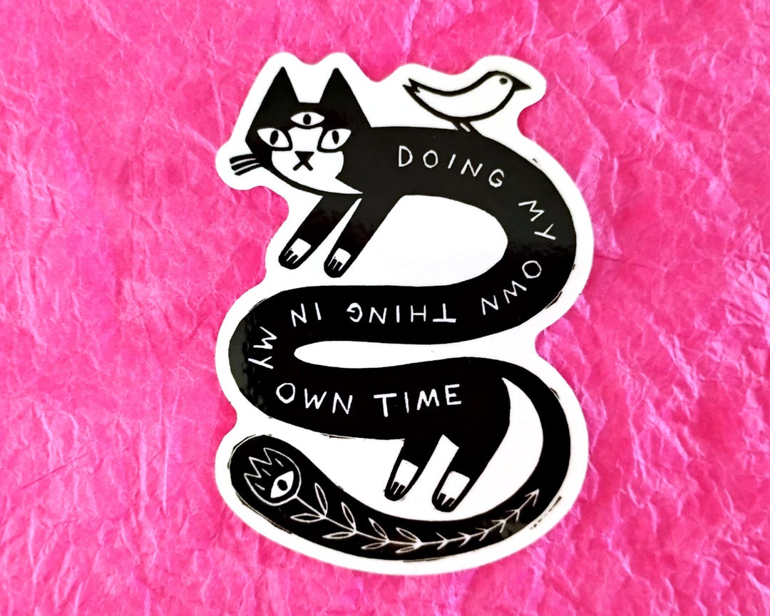 Art Sticker: Doing My Own Thing Weird Cat - Etsy