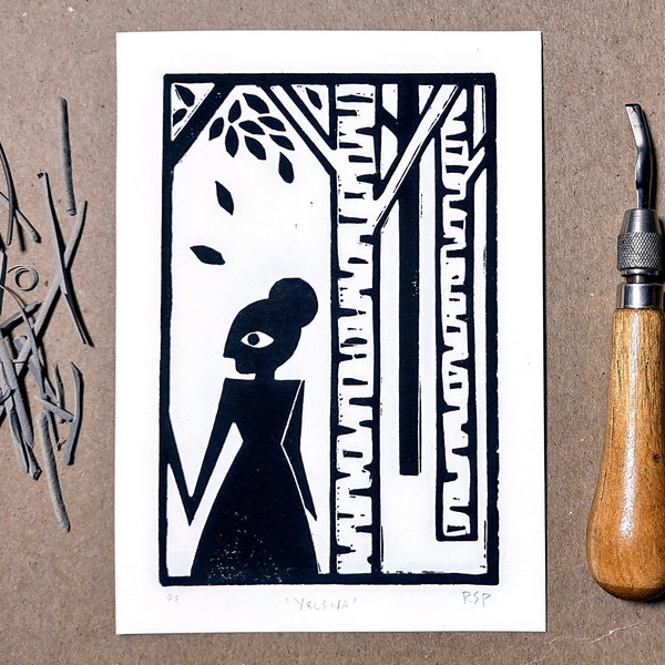 Linocut People Print - Etsy