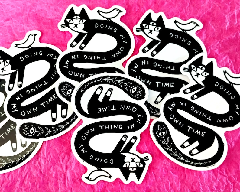 Art Sticker: Doing My Own Thing Weird Cat - Etsy