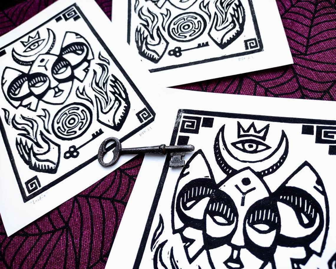 Linocut Art Hekate Enodia Goddess of the Crossroads - Etsy