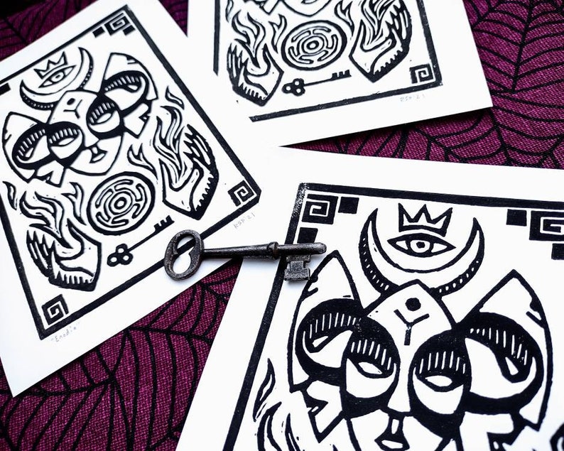 Linocut Art Hekate Enodia Goddess of the Crossroads - Etsy
