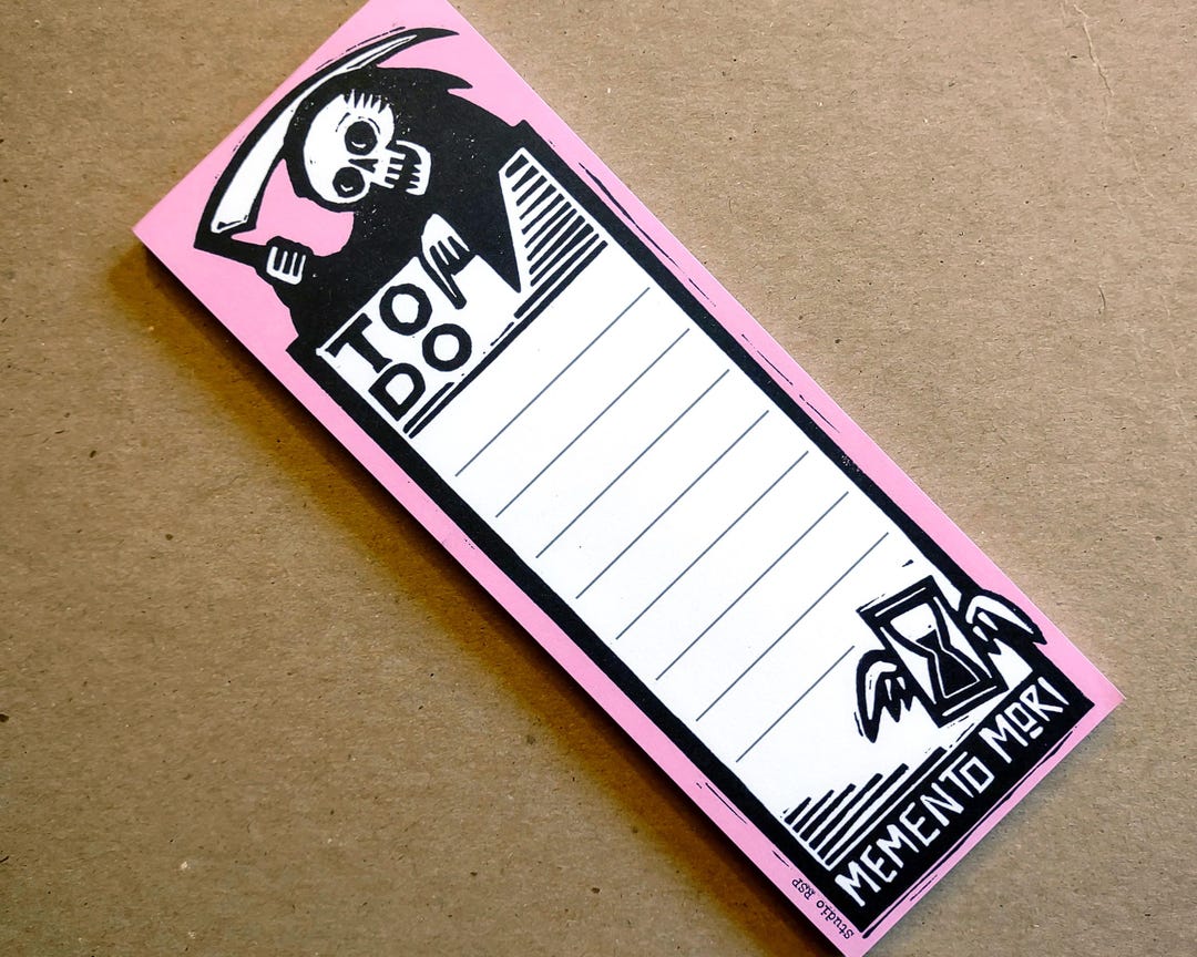 Memento Mori to Do List / Pink Notepad With Magnet // Whimsical Grim ...