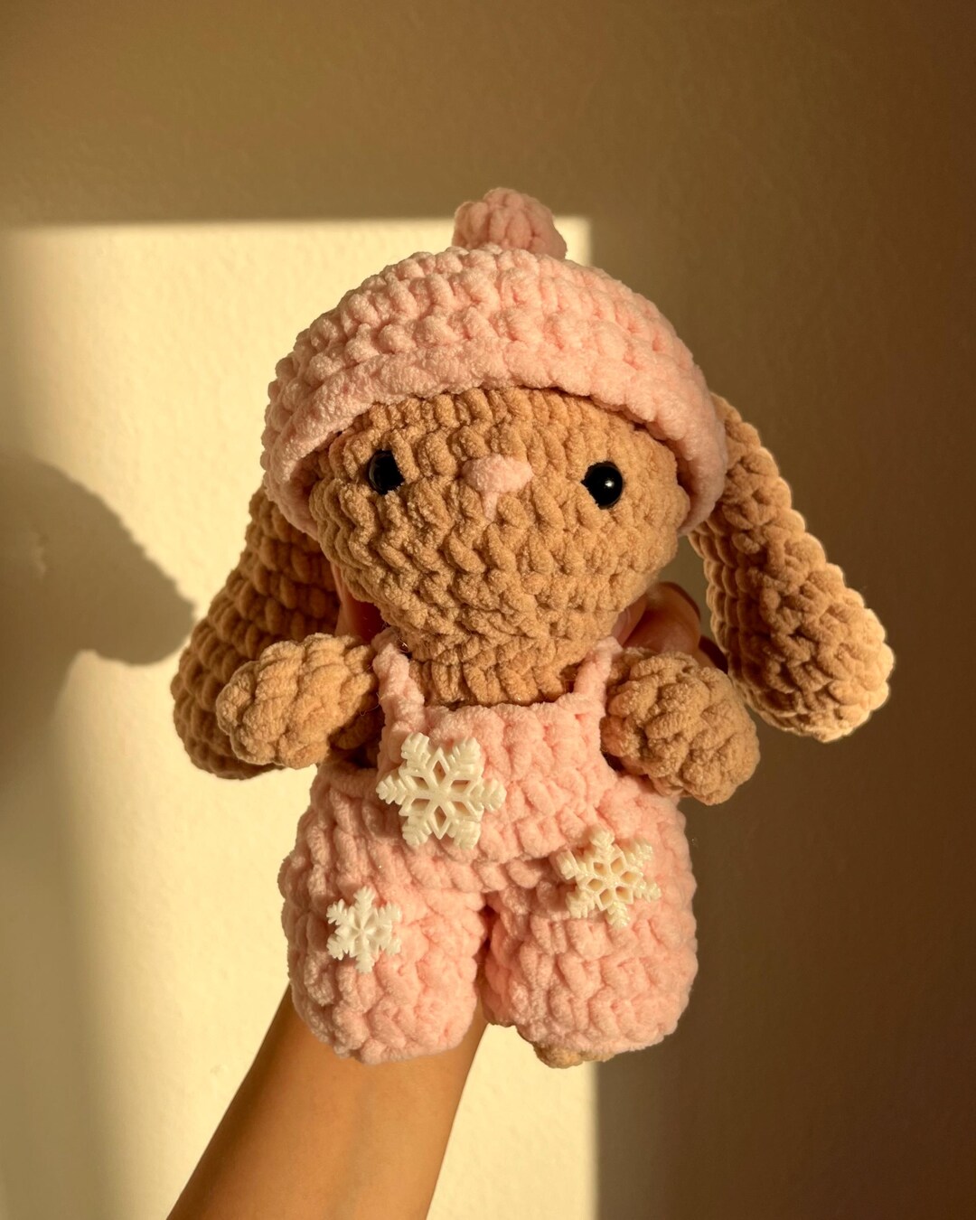 Custom Soft Crochet Snow Bunny Handmade Amigurumi With Overalls and Hat ...
