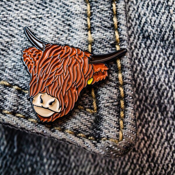 Highland Cow Enamel Pin - Etsy