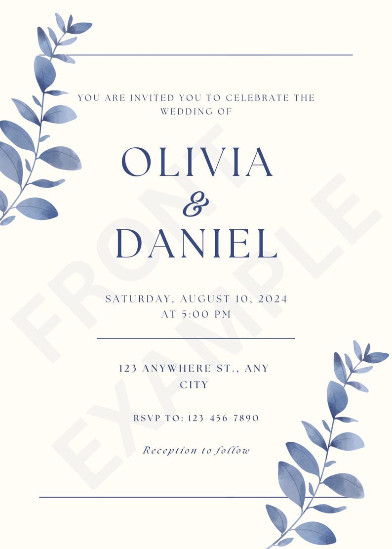 Editable Simple Blue Wedding Theme Invitations, Italian Summer Vibe ...