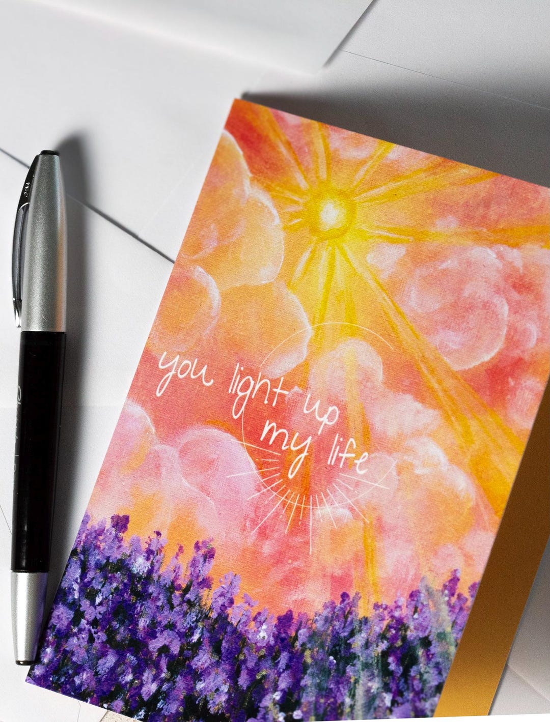 You Light up My Life - Lavender Light 5x7 Floral Art Greeting Card ...