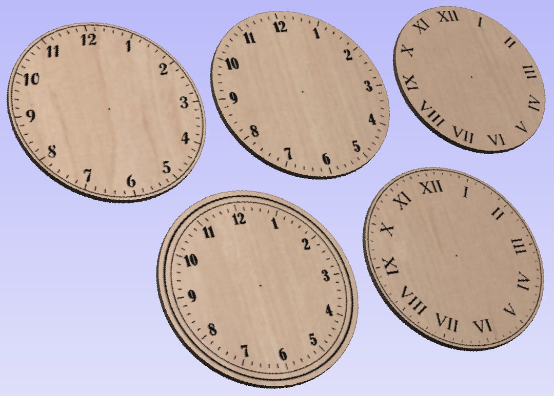 Clock Face Blanks for CNC Laser DXF SVG Roman Numerals Digital Files ...