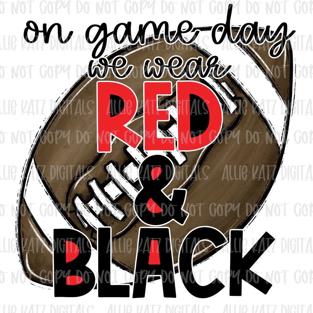 On Game Day Red and Black Football PNG File/ Digital Download Only ...
