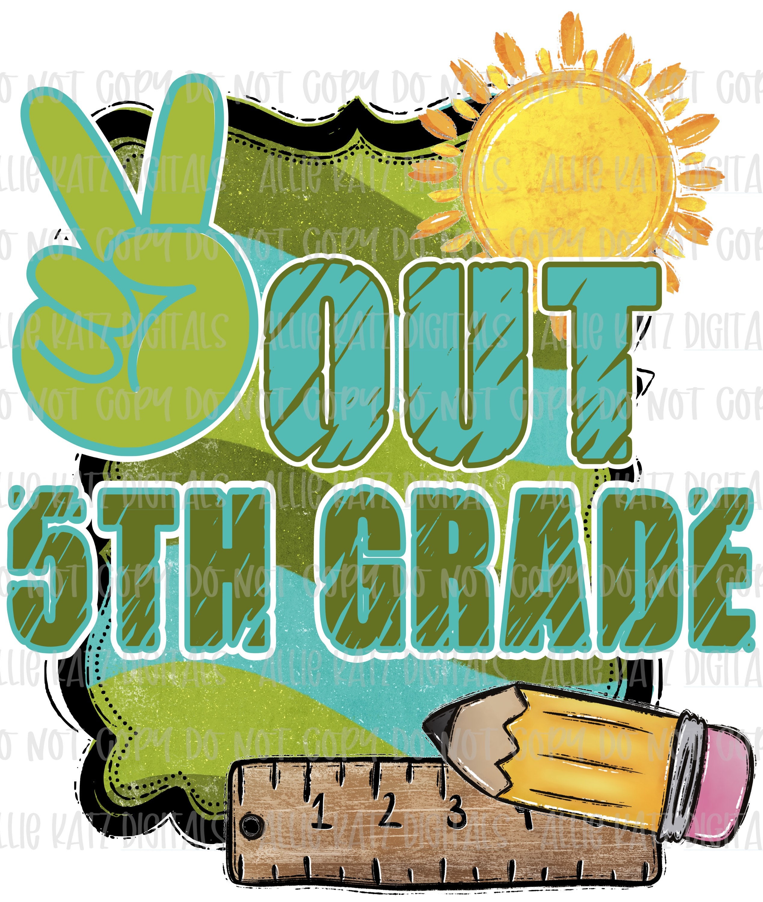 Peace Out 5th Grade Blue Green Version PNG File/ Digital - Etsy
