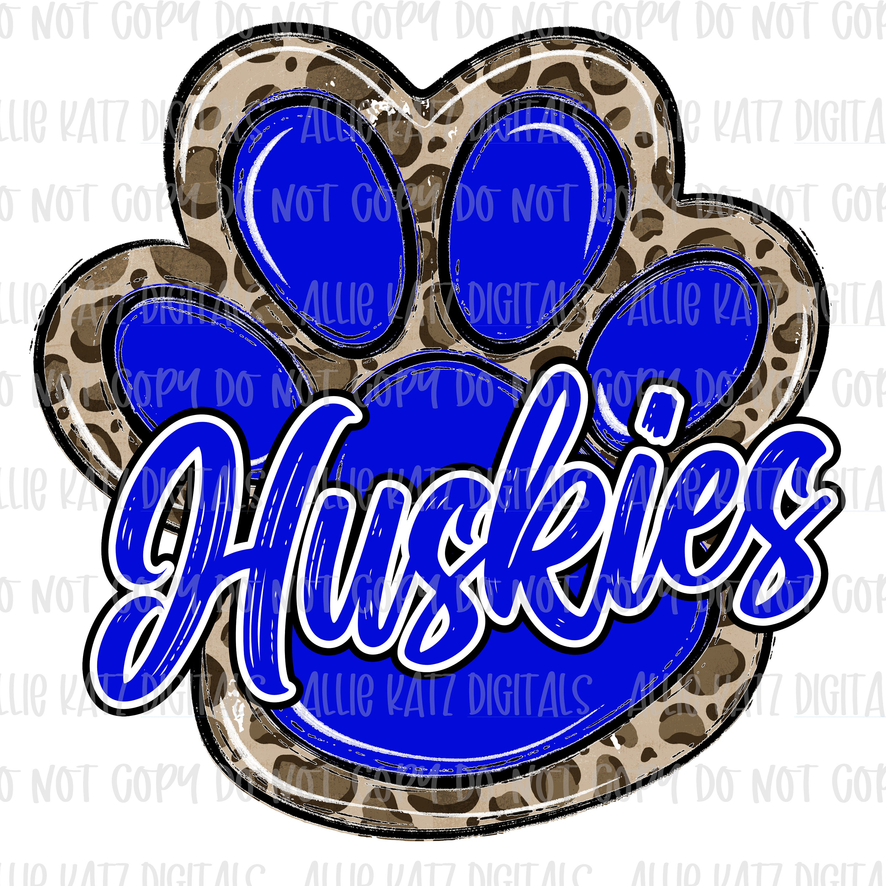Huskies Royal Black Leopard Paw Print School Mascot PNG File/ - Etsy
