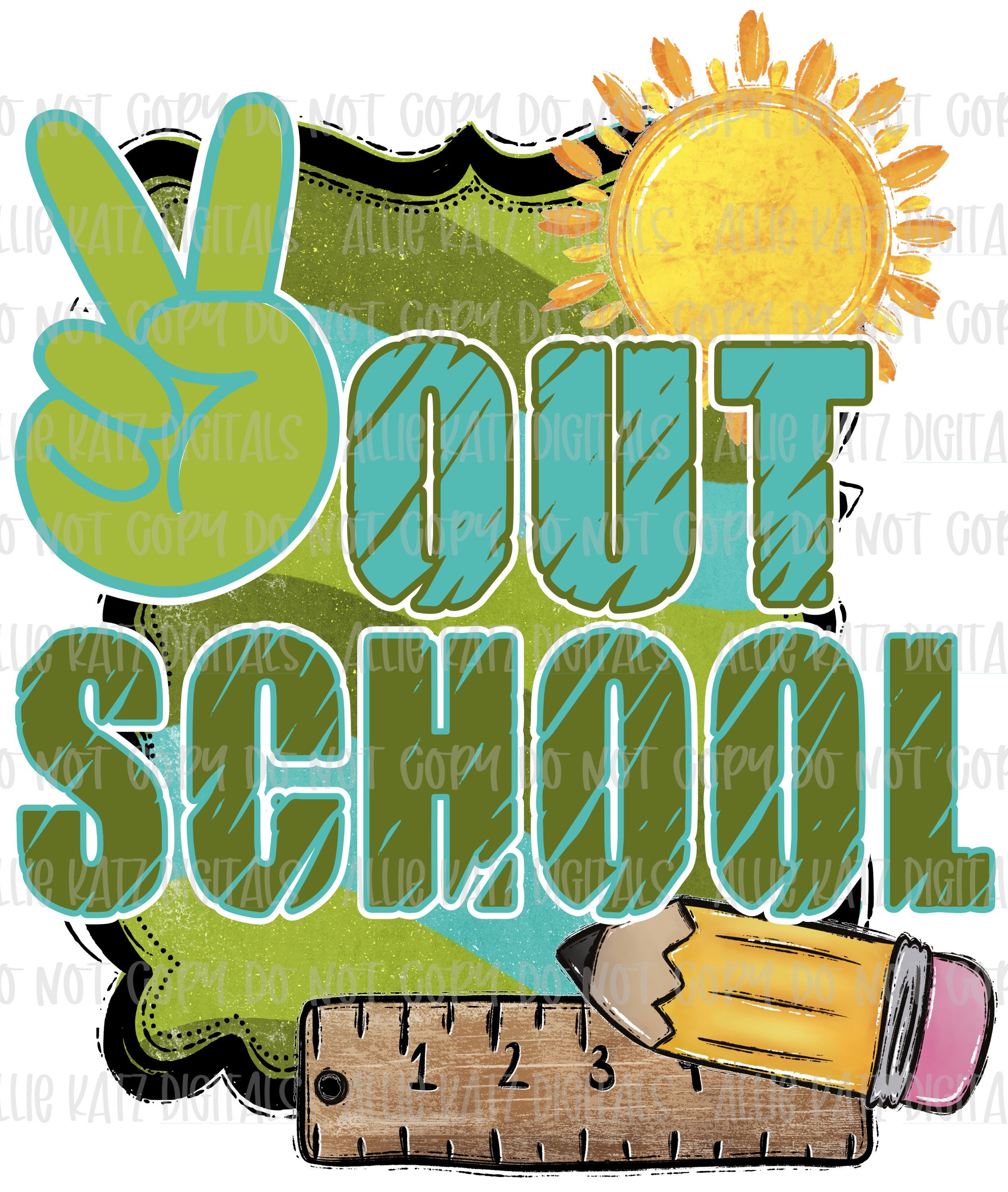 Peace Out School Blue Green Version PNG File/ Digital Download - Etsy
