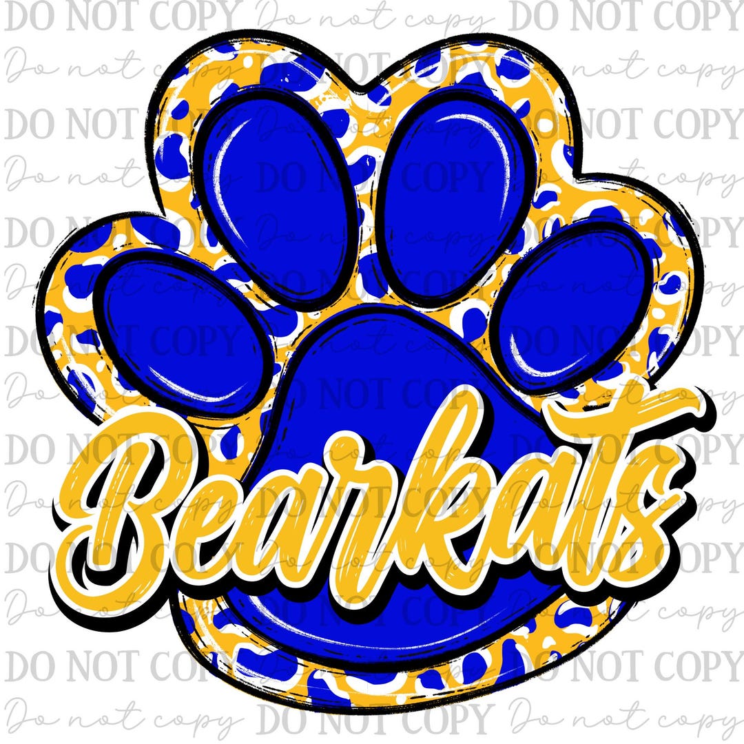 Bearkats Royal Yellow Leopard Paw Print School Mascot PNG File/ Digital ...
