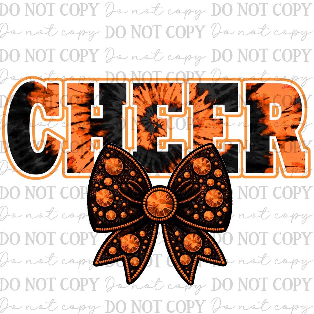 Orange Tie Dye Cheer With Blingy Bow PNG File Digital Download Only ...