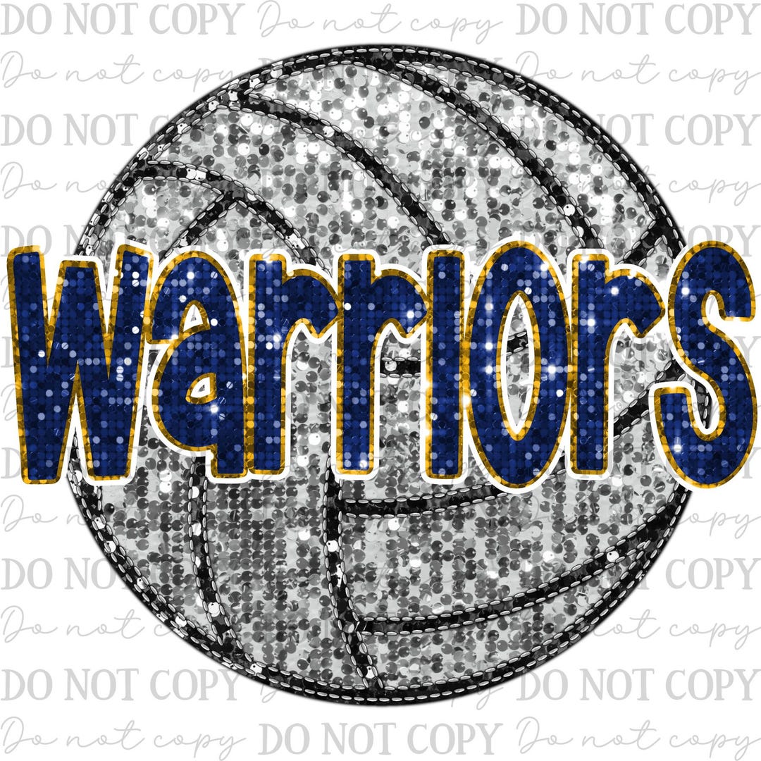 Warriors Sequin Volleyball With School Mascot PNG File Digital Download Only/sparkly Team Spirit ...