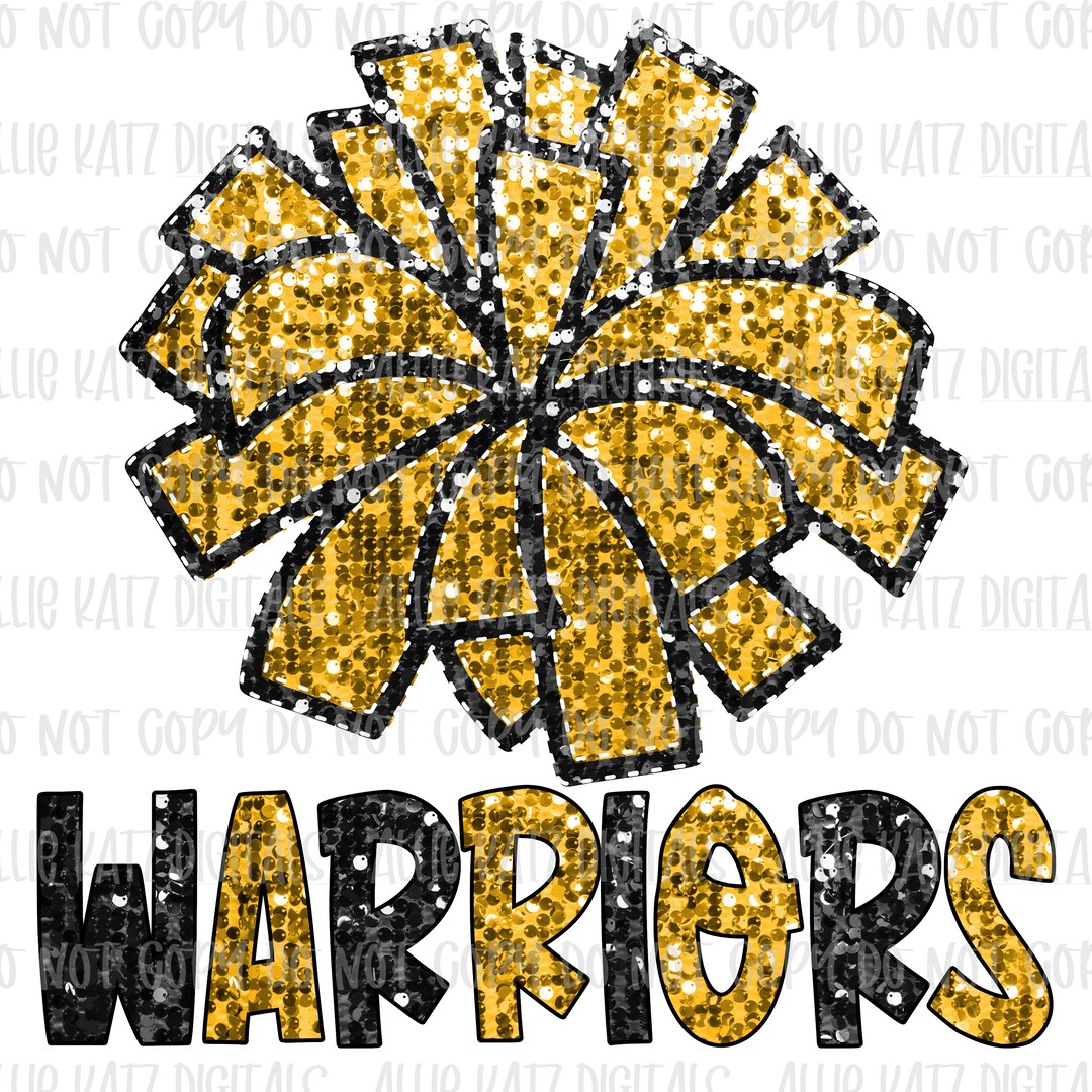 Warriors Sequin Pom Pom With School Mascot PNG File Digital Download Only/sparkly Team Spirit ...