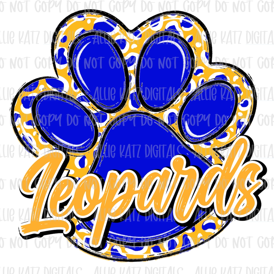 Leopards Royal Yellow Leopard Paw Print School Mascot PNG File/ Digital ...